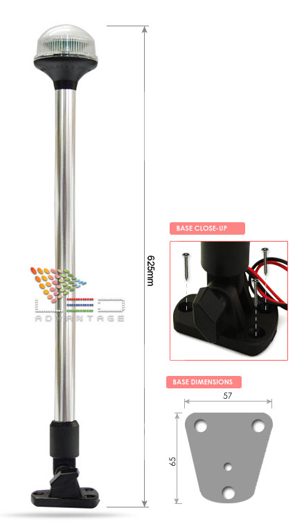 12V 60CM FOLD INBUILT LED BOAT ANCHOR MARINE NAVIGATION ALL ROUND WHITE ...